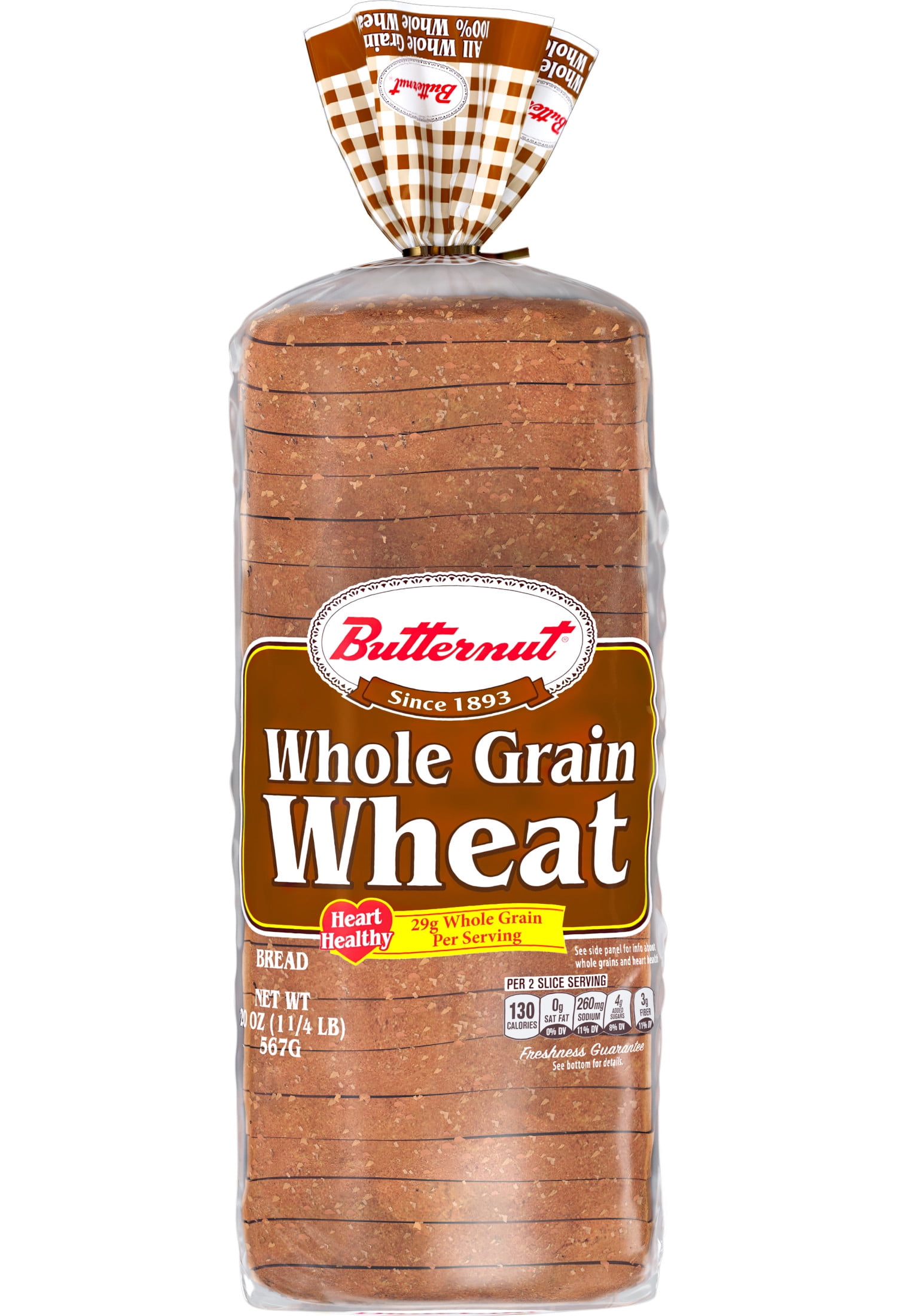 Butternut 100% Whole Wheat All Whole Grain Bread, 20 oz - Walmart.com