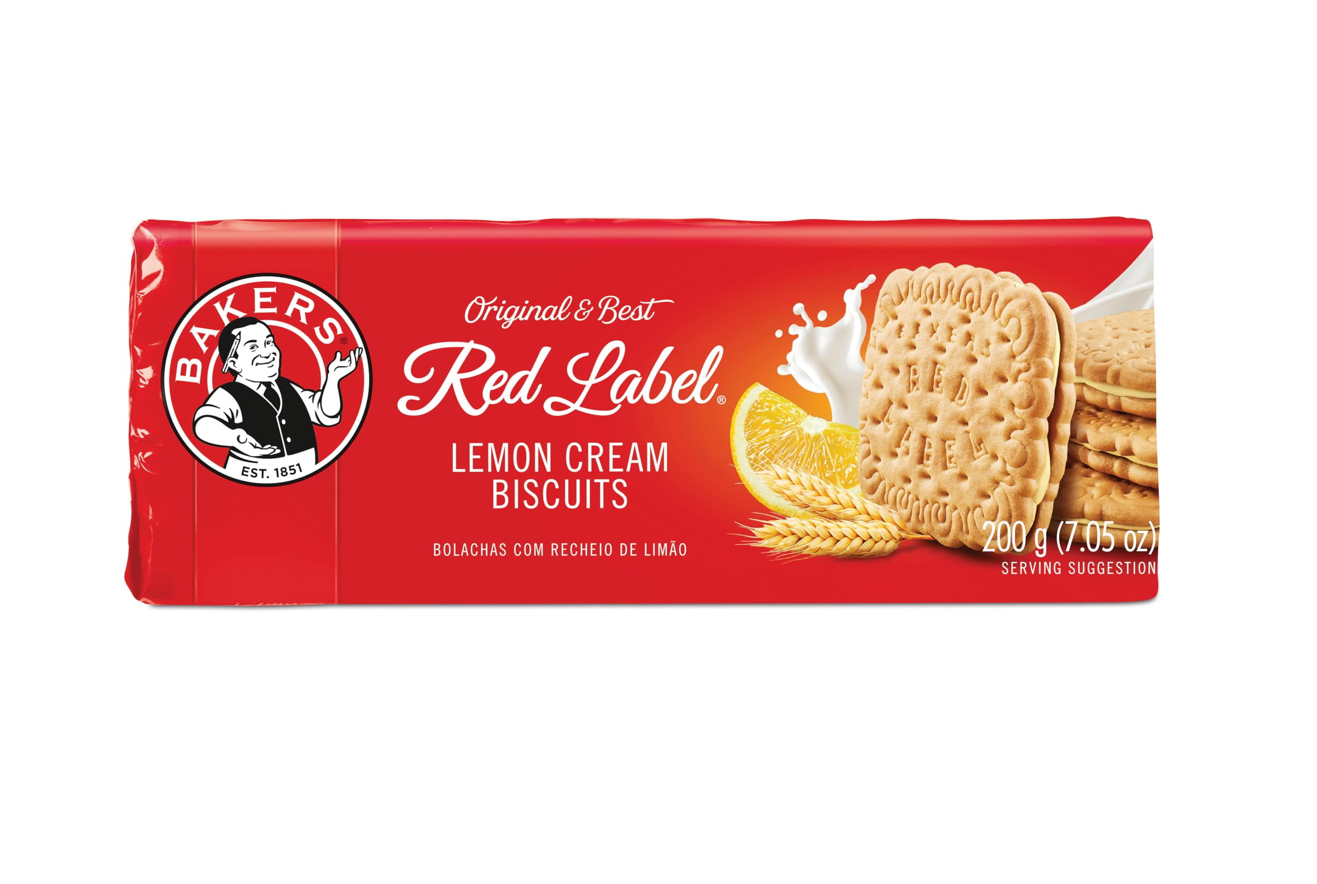 Bakers Red Label Lemon Creams Biscuits BSL1 (200g) - Pack of 2 ...