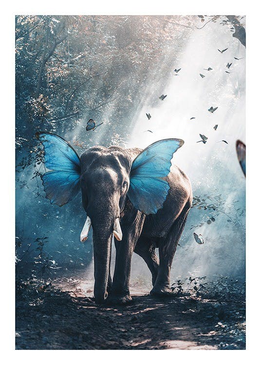 Butterphant Print Wall Art, Modern Wall Decor For Living Room Bedroom ...