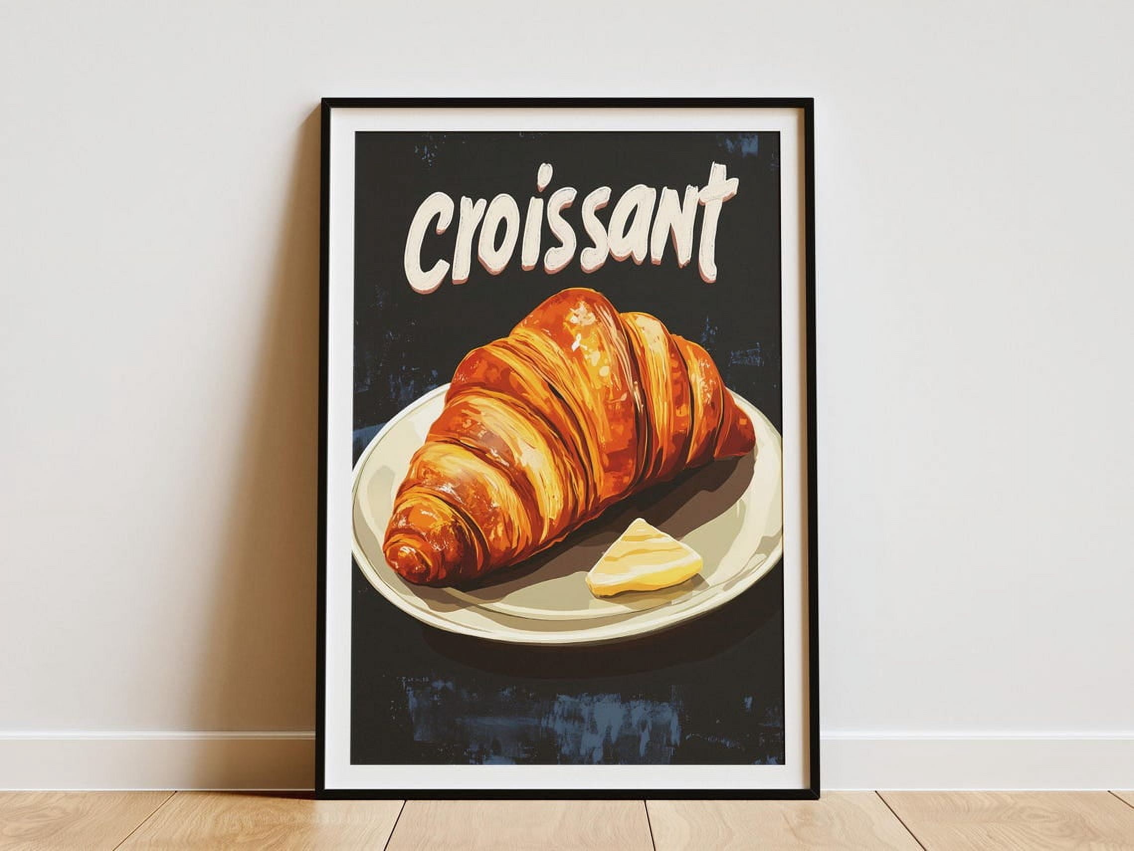 Buttery Croissant Pastry Bakery Cafe Wall Art French Breakfast Food ...