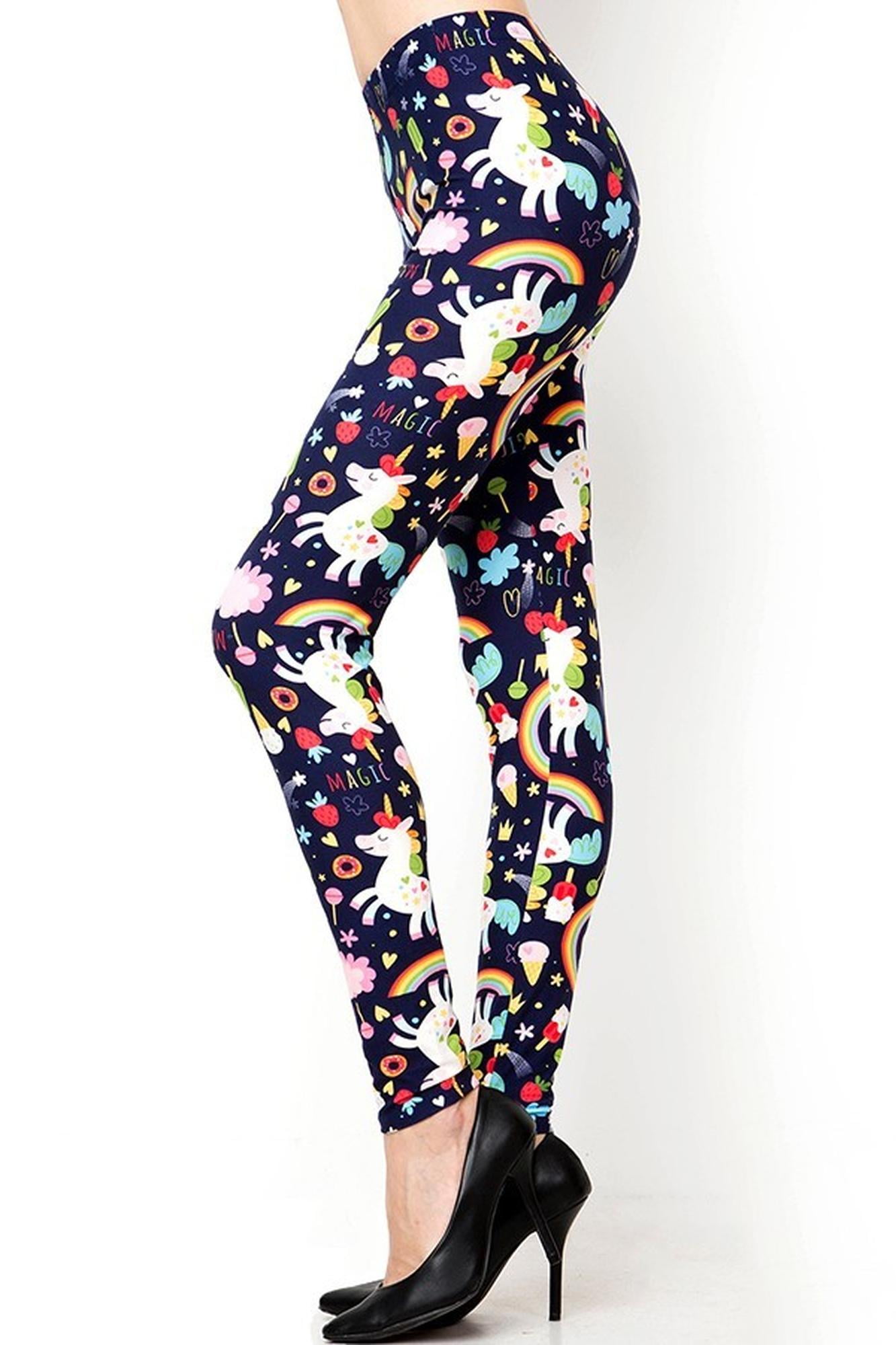Buttery Soft Magic Unicorns and Treats Leggings (One Size Regular,Navy ...