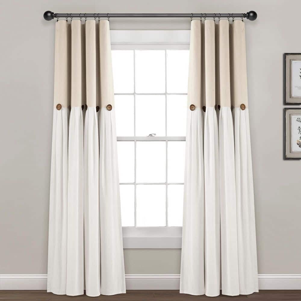 Button 100% Lined Linen 84 in. L x 40 in. W Blackout Window Curtain ...