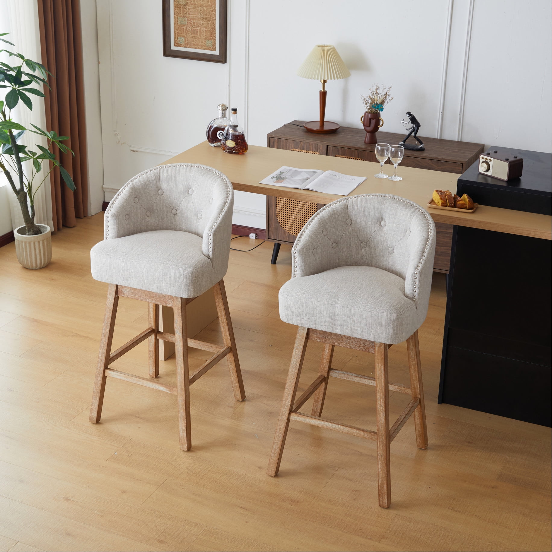 Button-Adorned Counter Stools+Ergonomic Seat" - "Comfortable Sitting ...
