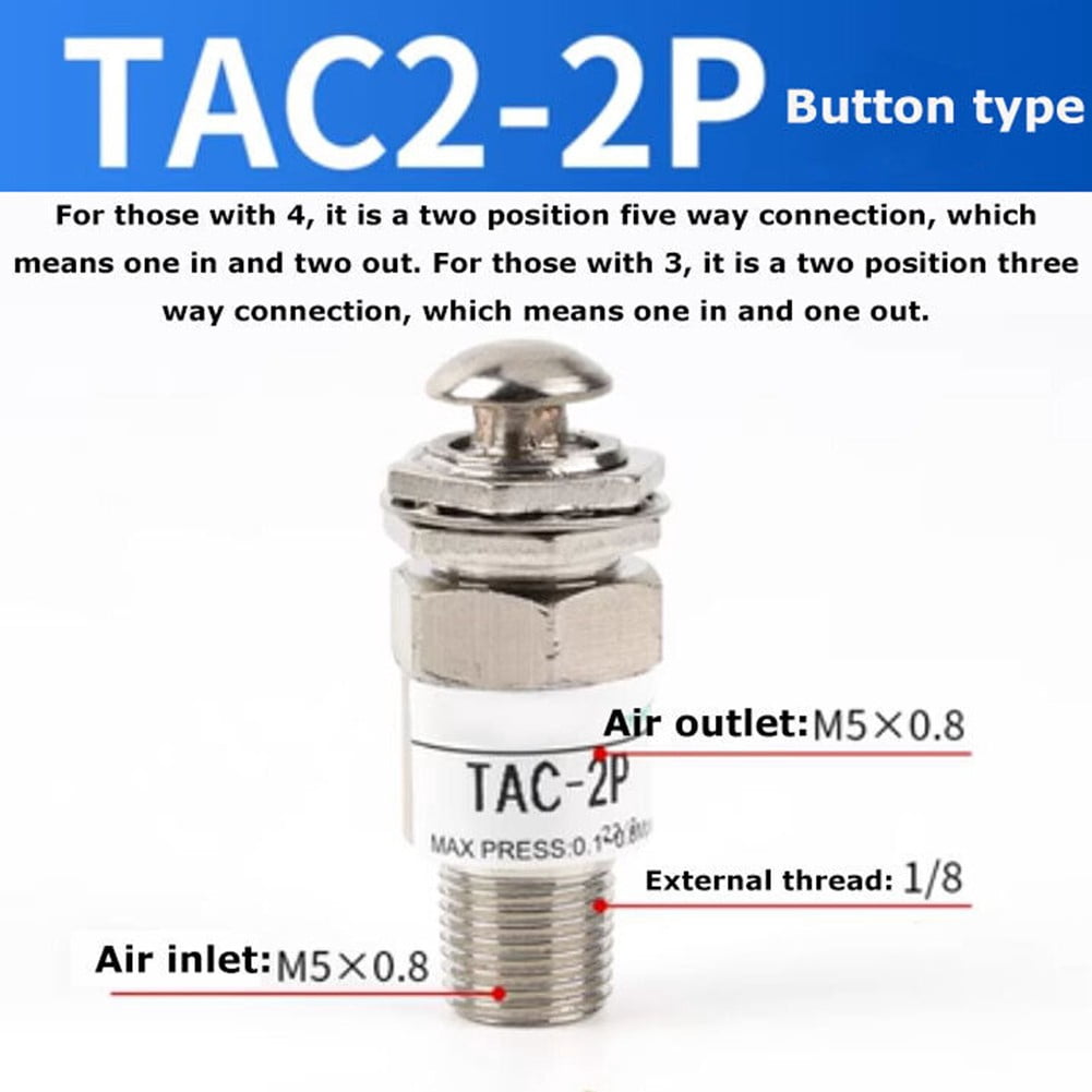 Button Air Pneumatic 2 Position 3/5 Way Mechanical Push Valve 4 Types ...