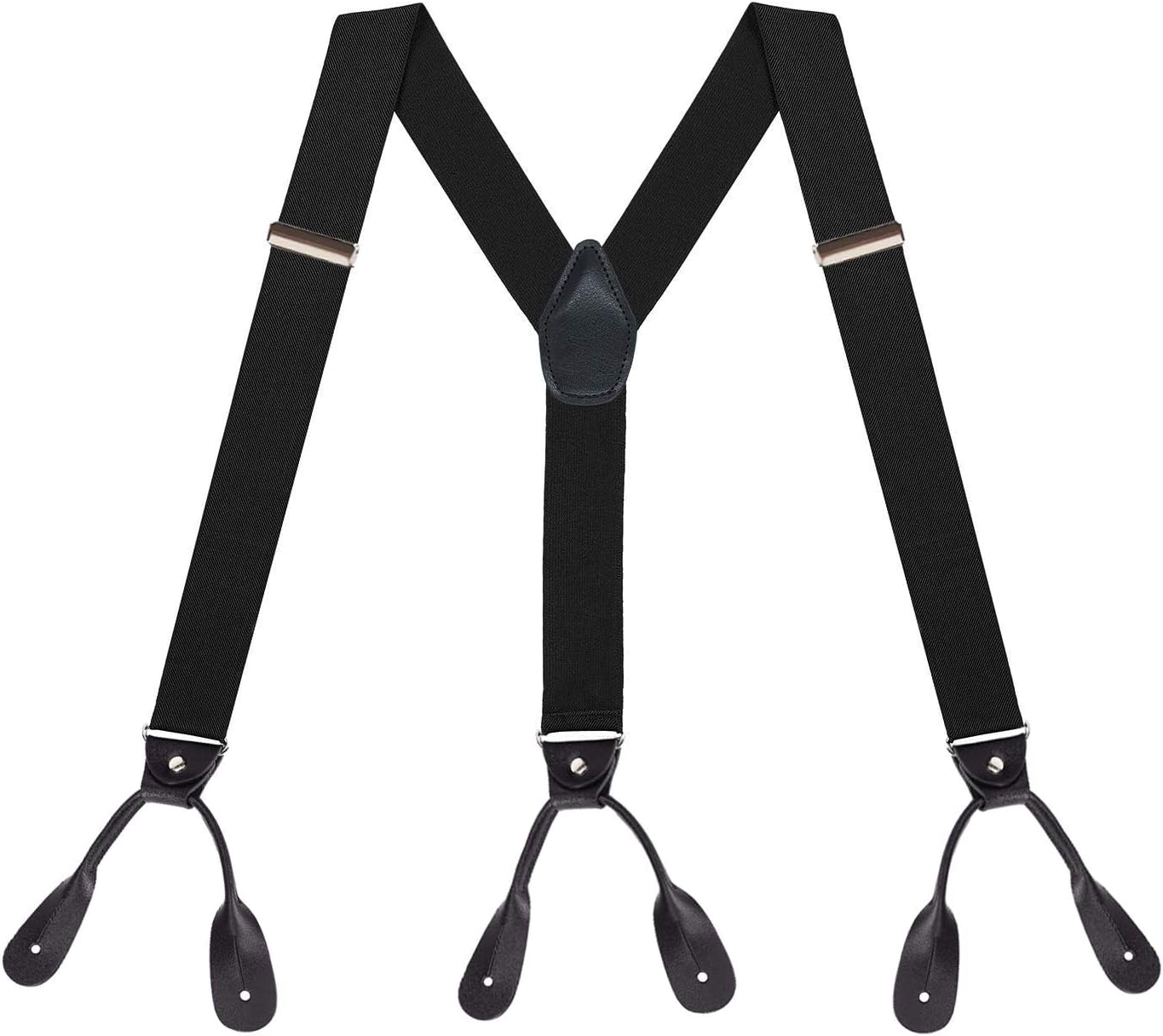 Button Braces for Men Y-Back Genuine Leather Trimmed Button End Tuxedo ...