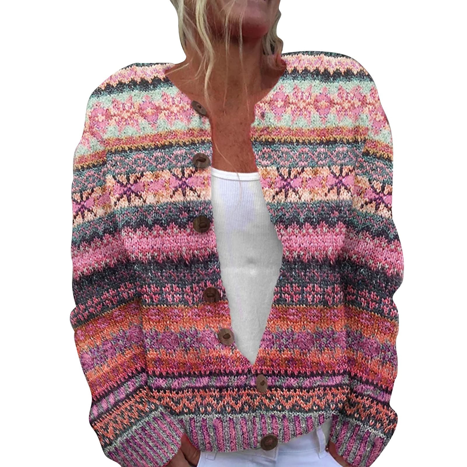 Button Down Cardigan for Women Floral Print Button Front Cardigan ...