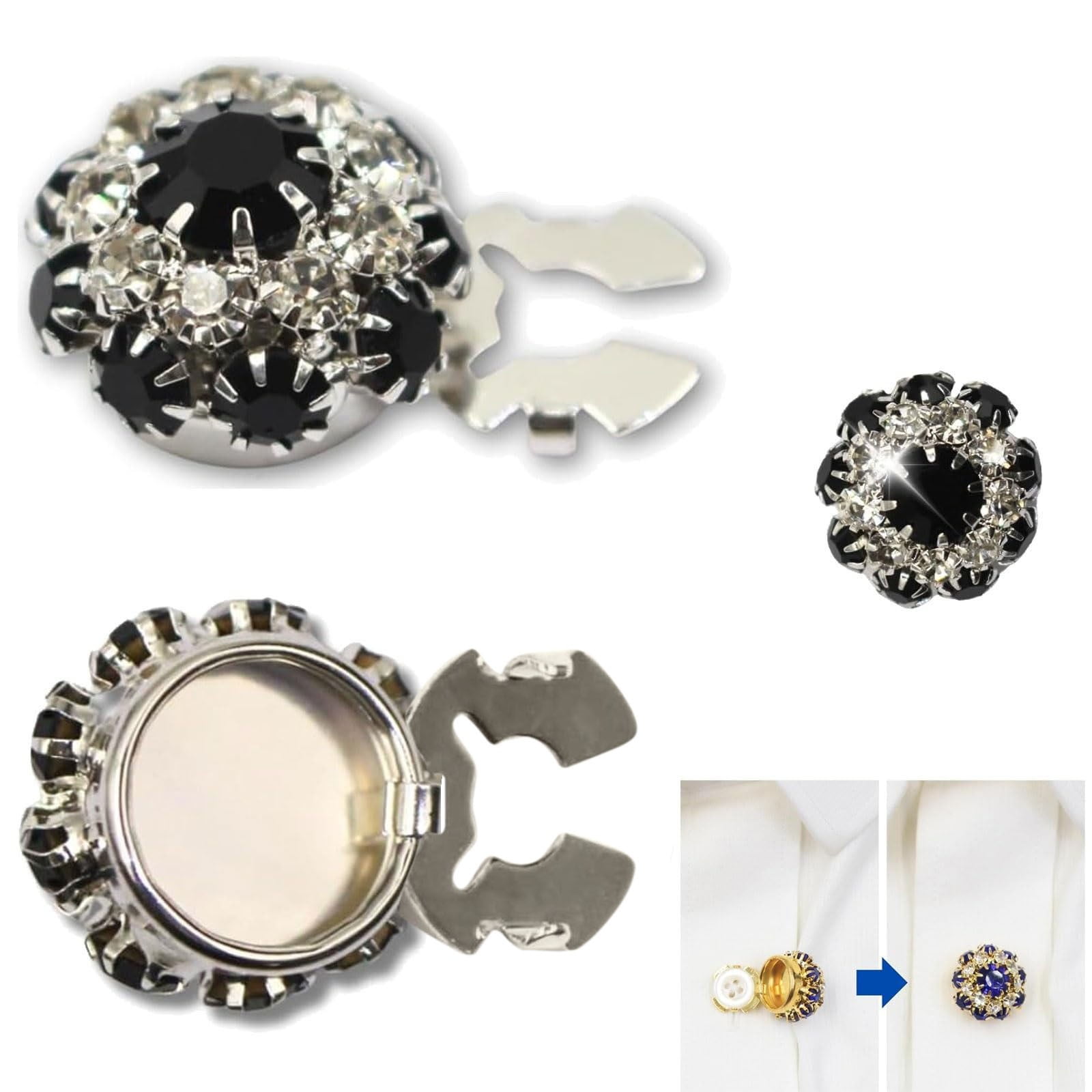 Button Covers for Women, Rhinestone Cuff Link Crystal Button Covers for ...