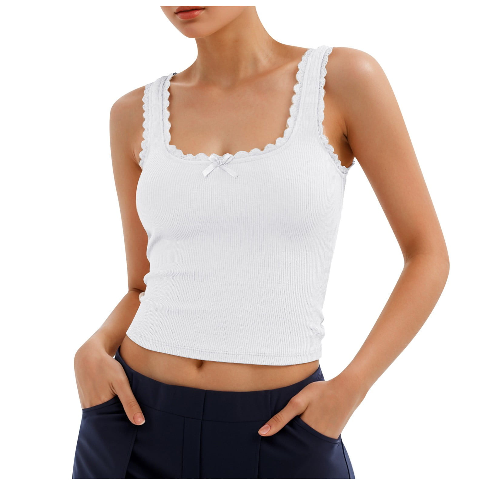 Button Crop Top for Girls Shelf Bra Camisoles for Women Pack Women's ...