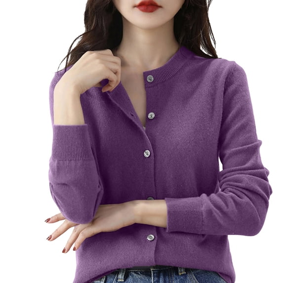 Button Down Cardigan for Women Button Front Crew Neck Cardigan Casual ...