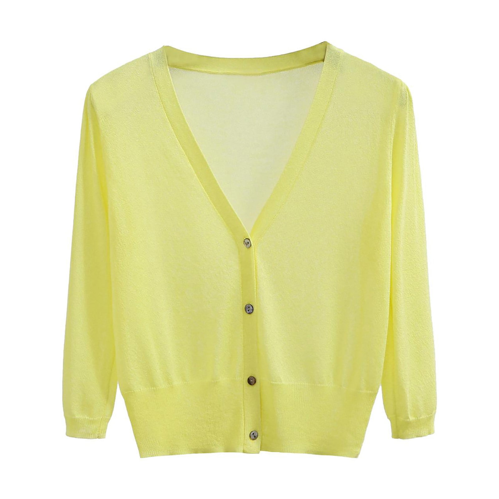 Button Down Cardigan for Women Classic V Neck Long Sleeve Fitted Layer ...