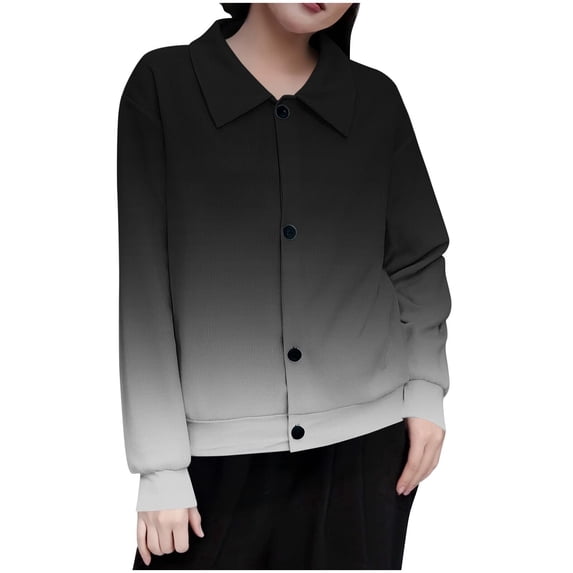 Button Down Jackets for Women Open Front Collared Gradient Cardigan ...