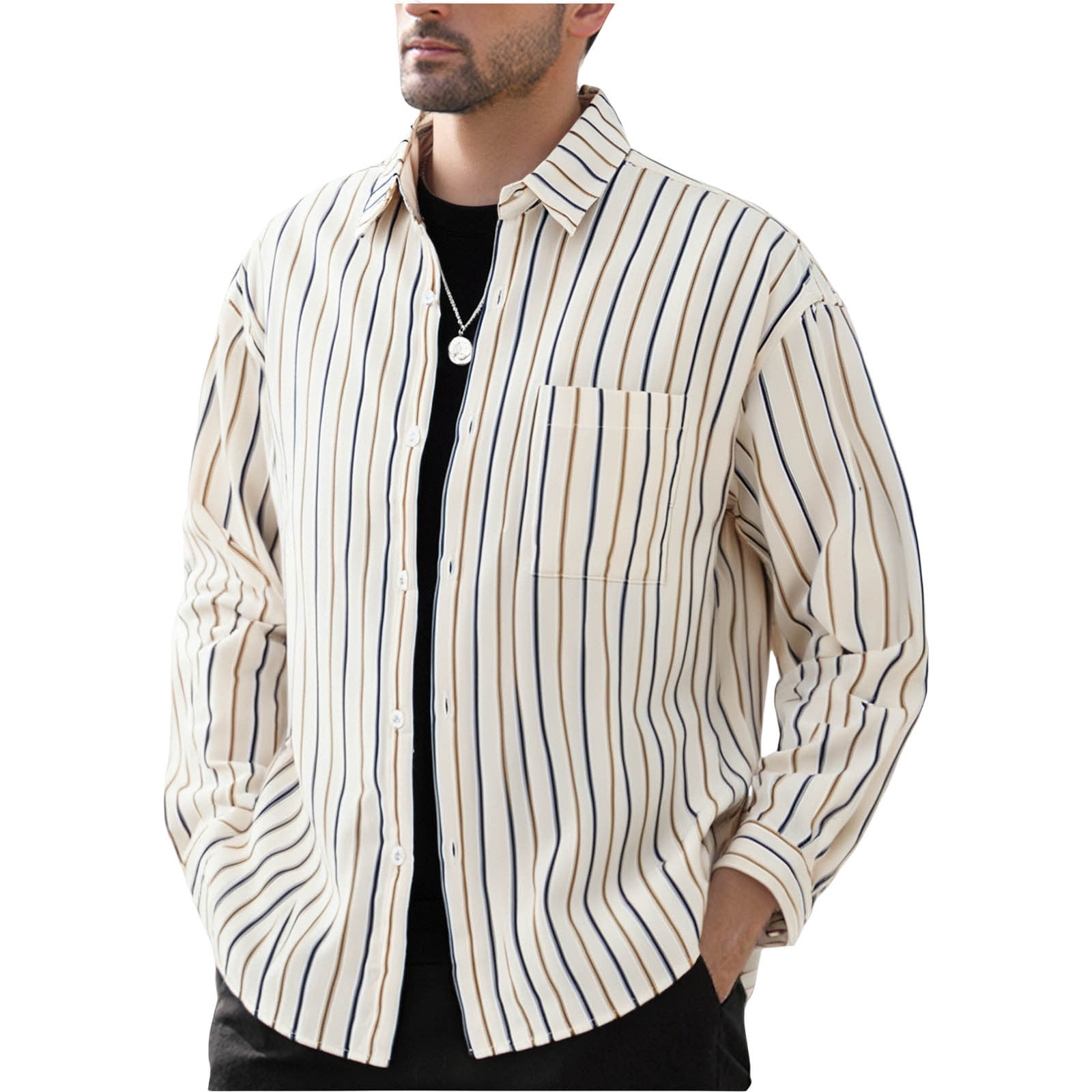 Button Down Men's and Big Men's Jacket Shacket Yellow Striped Jacket ...