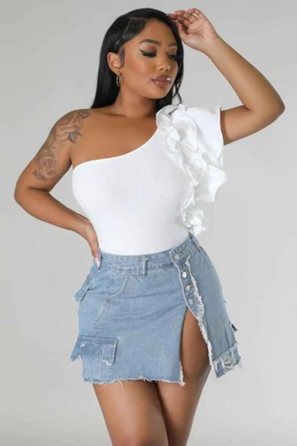 Button Down Sexy Denim Mini Skirt (M, DenimBlue) - Walmart.com