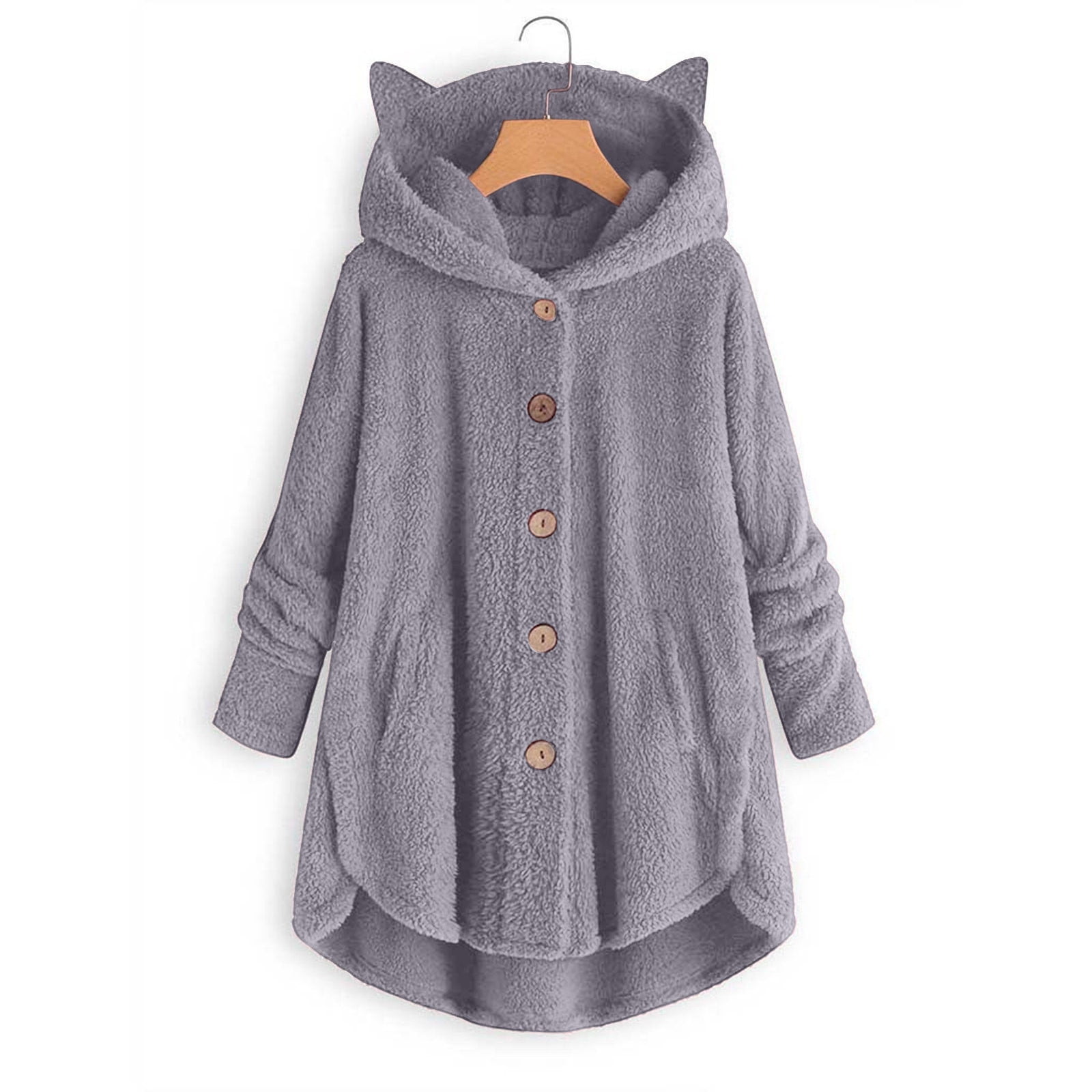 Button Down Sherpa Jacket Women Tunic Length Fleece Jacket Fall Jackets ...