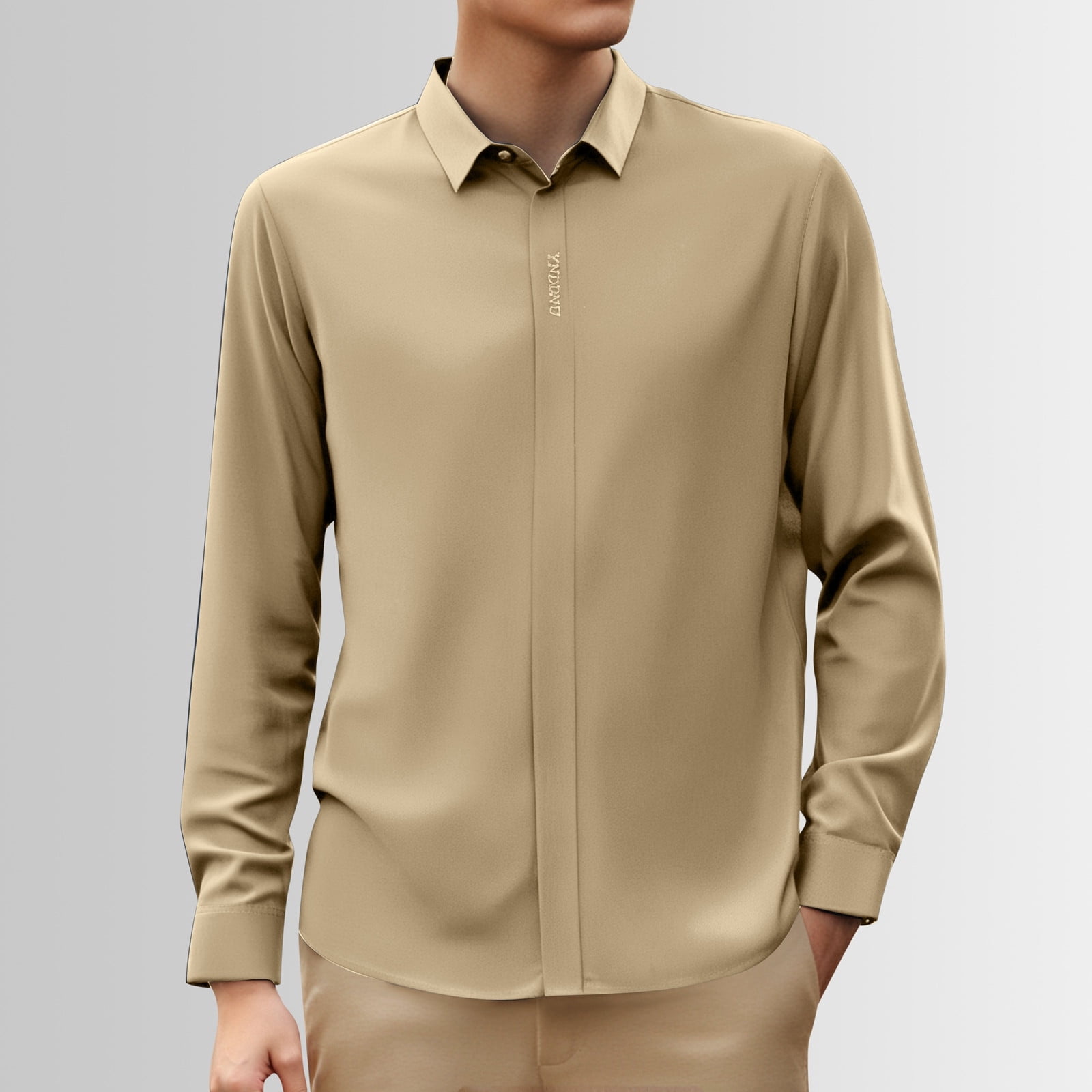 Button Down Shirt Men Casual Fashion Stretch Collar Regular Fit Long Sleeve Dress Shirt ...