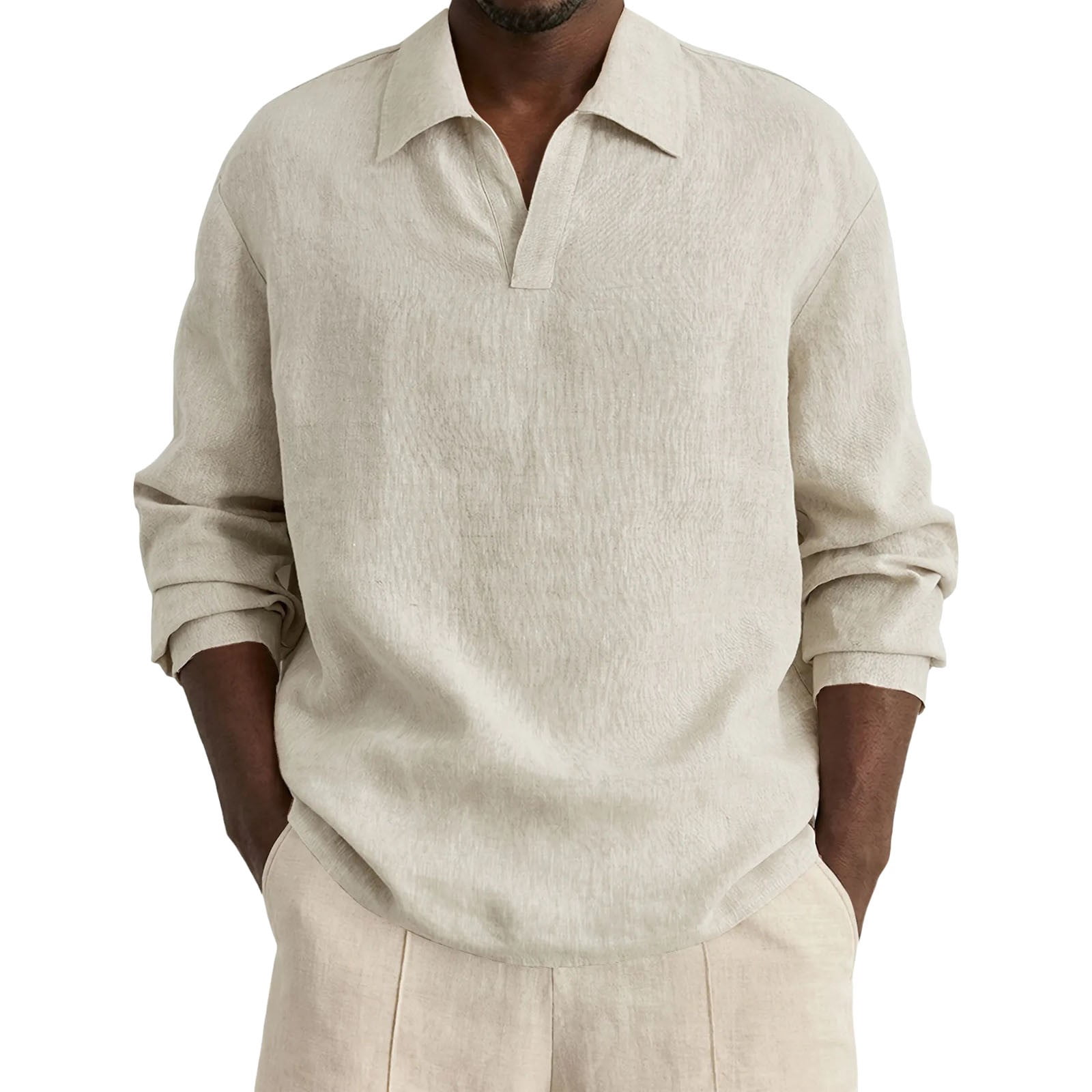 Button Down Shirt Men Casual Long Sleeve Solid Color Loose Fit Collar ...