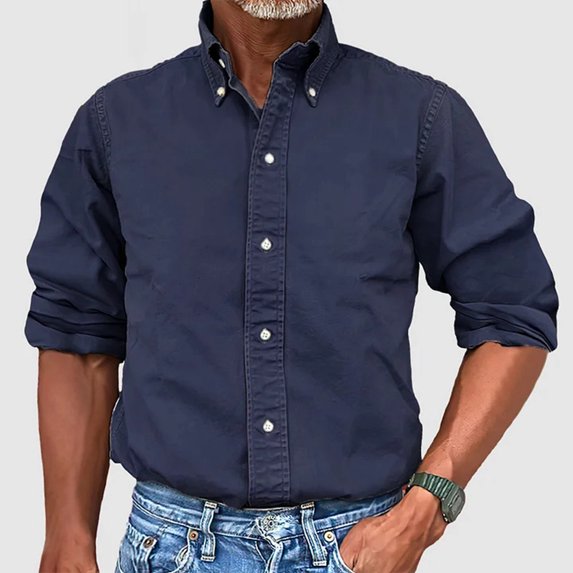 Button Down Shirt Men Casual Regular Fit Collar Long Sleeve Dress Shirt ...