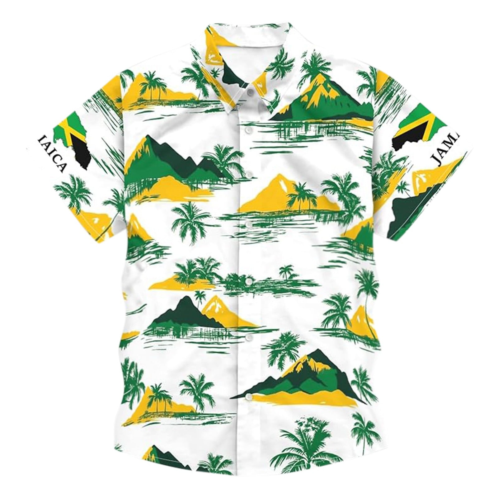 Button Down Shirt Men Print Short Sleeve Casual Formal Comfortable Fit ...