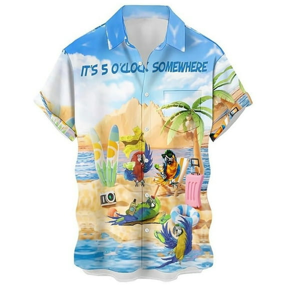 Button Down Shirt Men Shrot Sleeve Summer Printed Casual Full Graphic ...