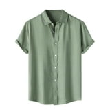 Button Down Shirt for Men Casual Short Sleeve Solid Color Tees Vocation ...