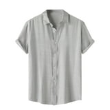 Button Down Shirt for Men Casual Short Sleeve Solid Color Tees Vocation ...