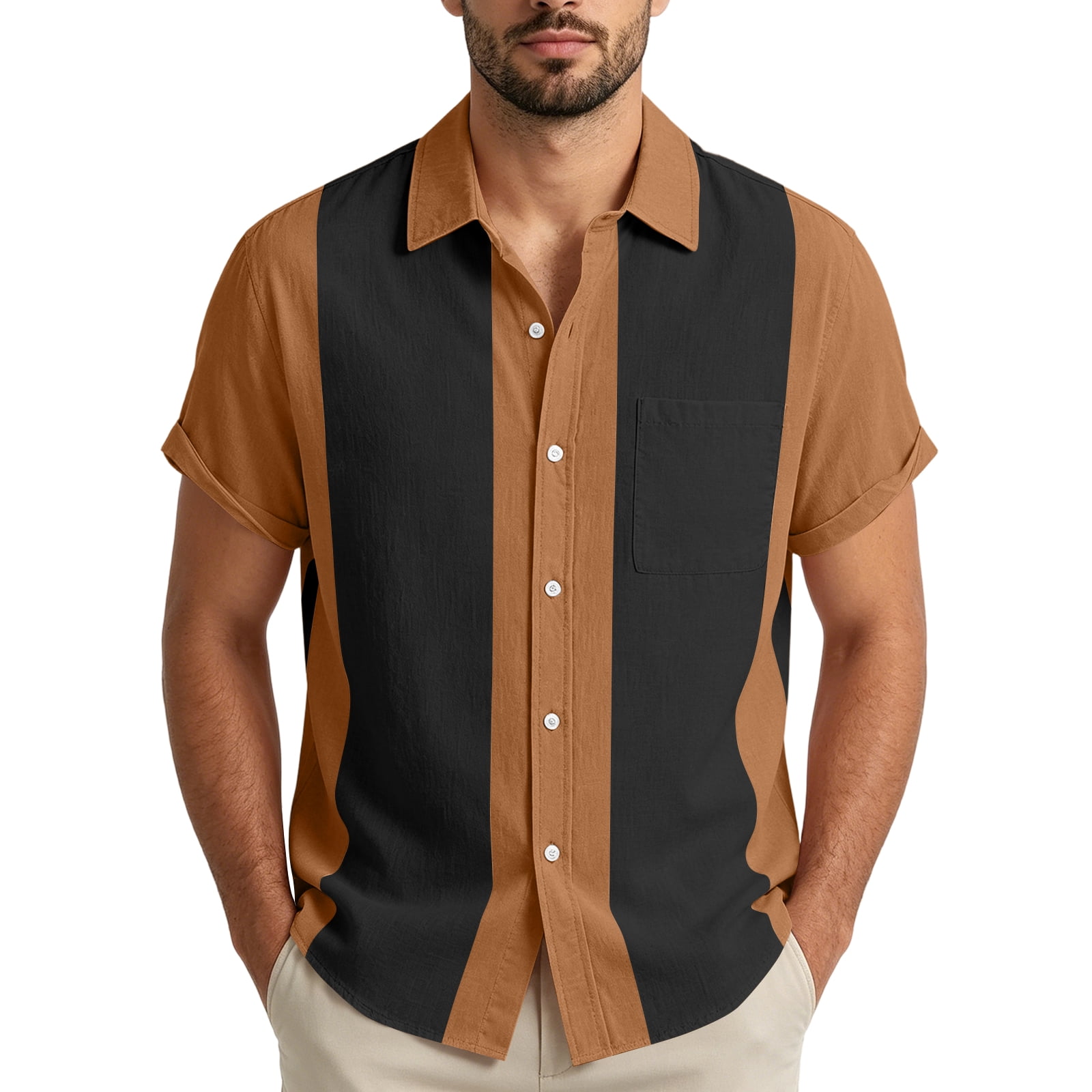 Button Down Shirts For Men Casual Loose Fit Short Sleeve Tshirts Color ...