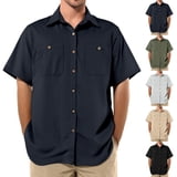 Button Down Shirts for Men Cooling Collared Short Sleeve Work Shirts ...