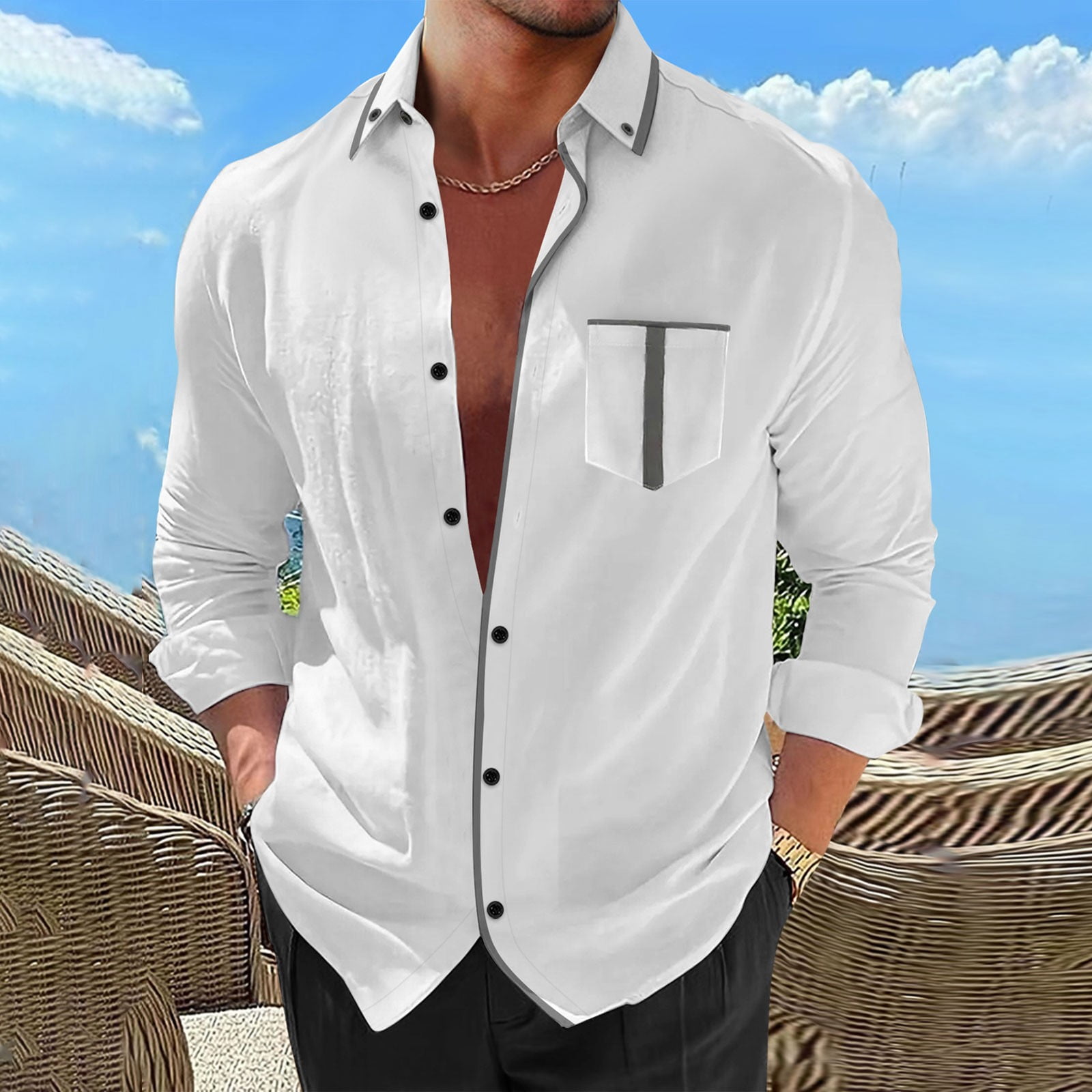 Button-Down Shirts for Men Long Sleeve Collared Business Work Tshirts ...