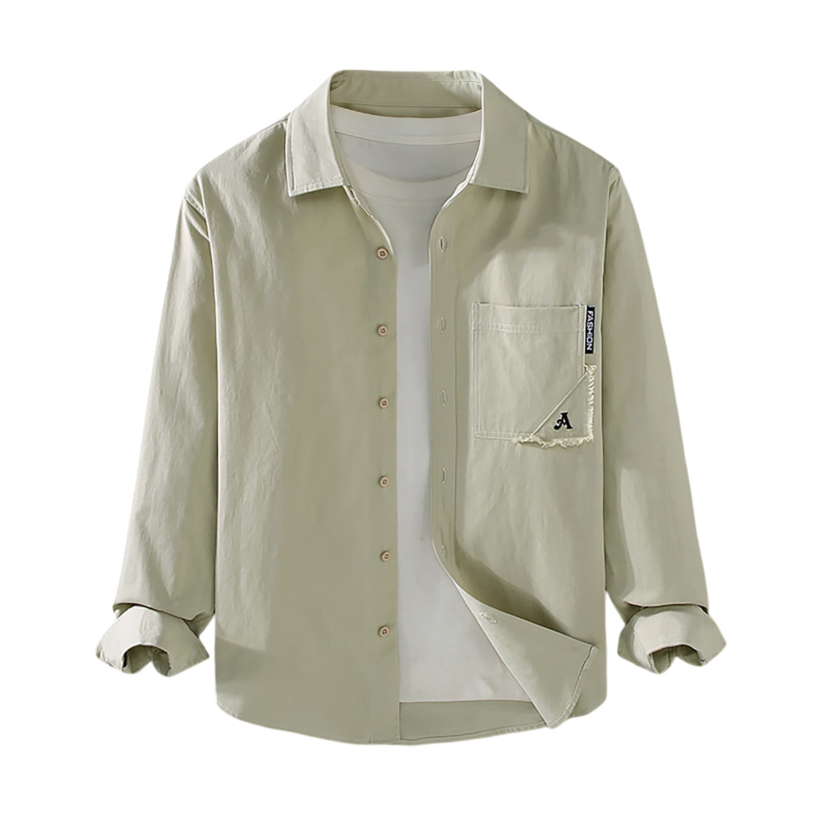 Button Down Shirts for Men Solid Color Casual Long Sleeve Spring Shirt ...