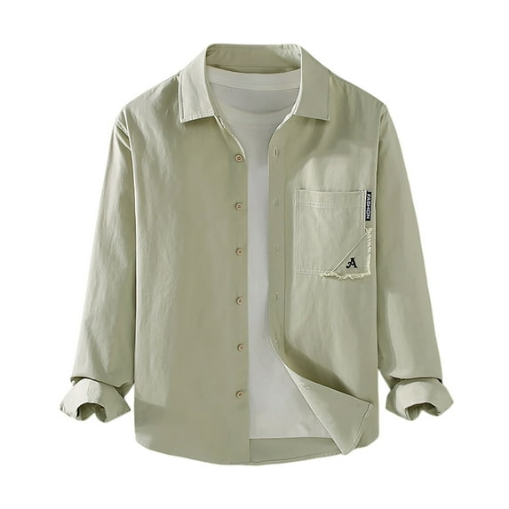 Button Down Shirts for Men Solid Color Casual Long Sleeve Spring Shirt ...