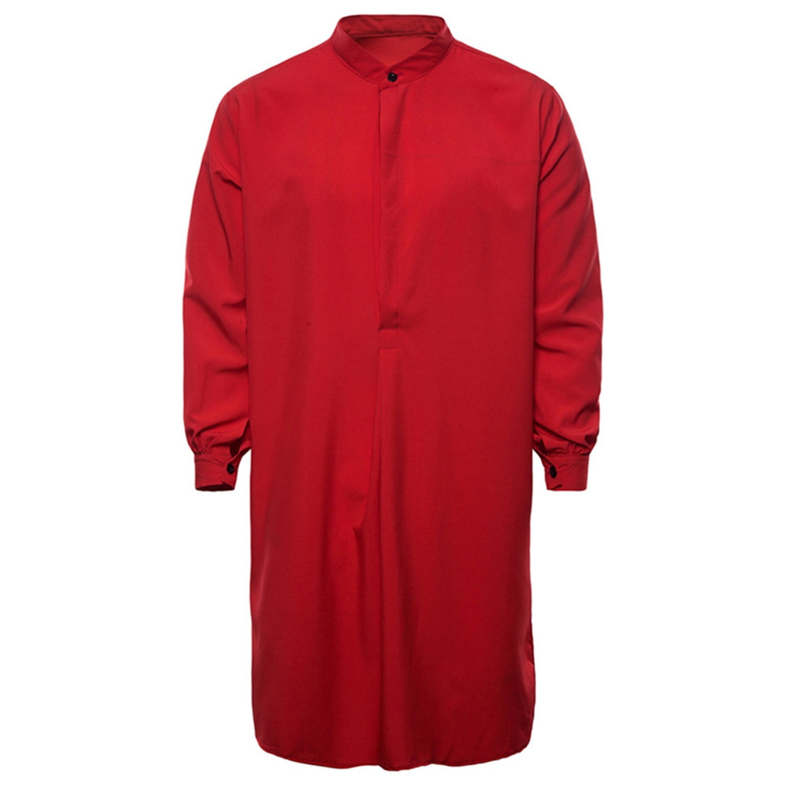 Button Down Shirts for Men Solid Color Loose Fit Round Neck Long Sleeve ...