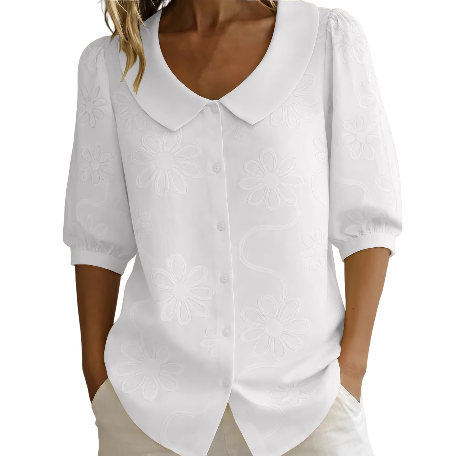 Button Down Shirts for Women 2026 Summer Casual Cute Collared Long ...