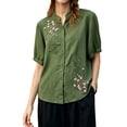 Button Down Shirts for Women 2026 Summer Casual Solid Color V Neck ...