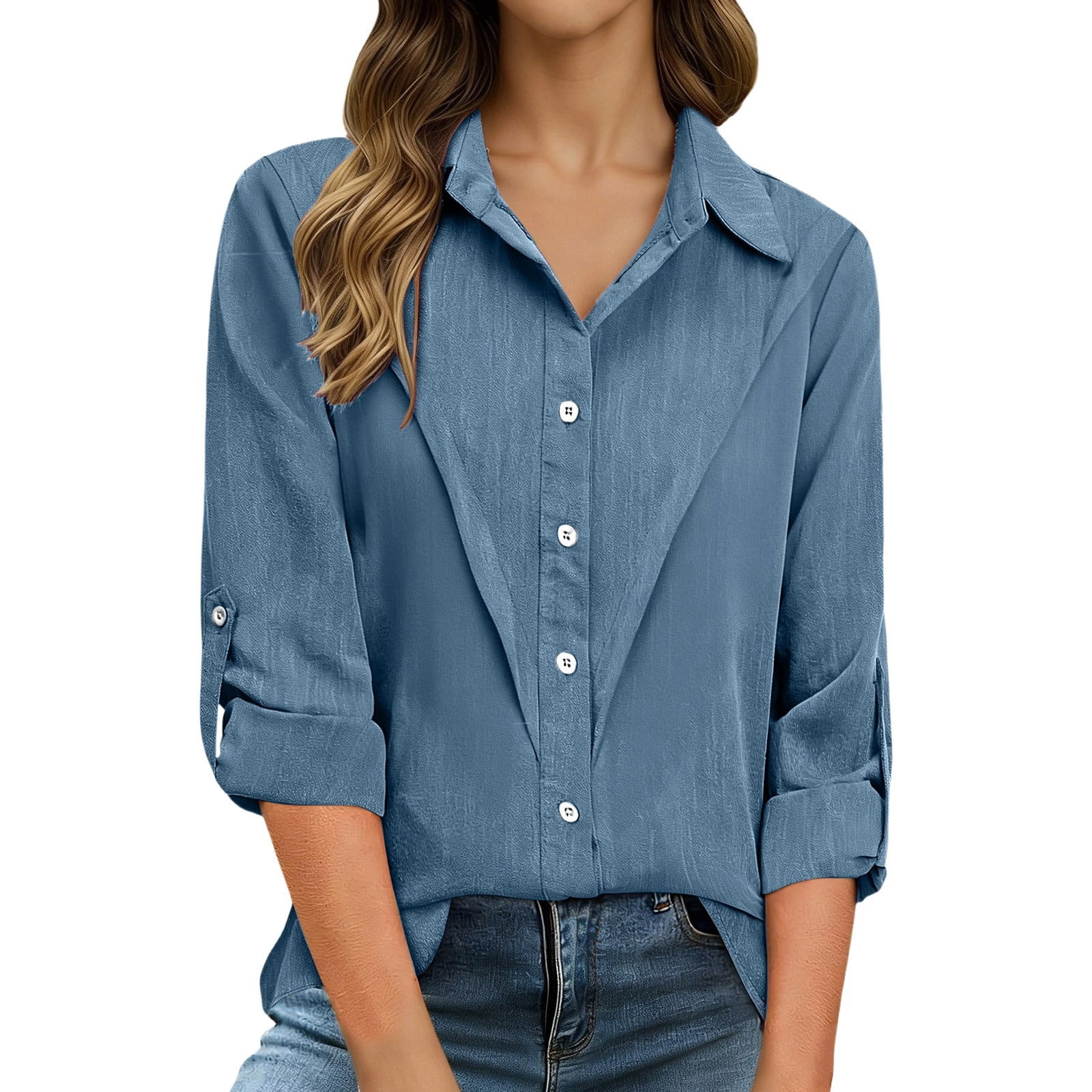 Button Down Shirts for Women Dress Shirts Cotton Long Sleeve Collared ...