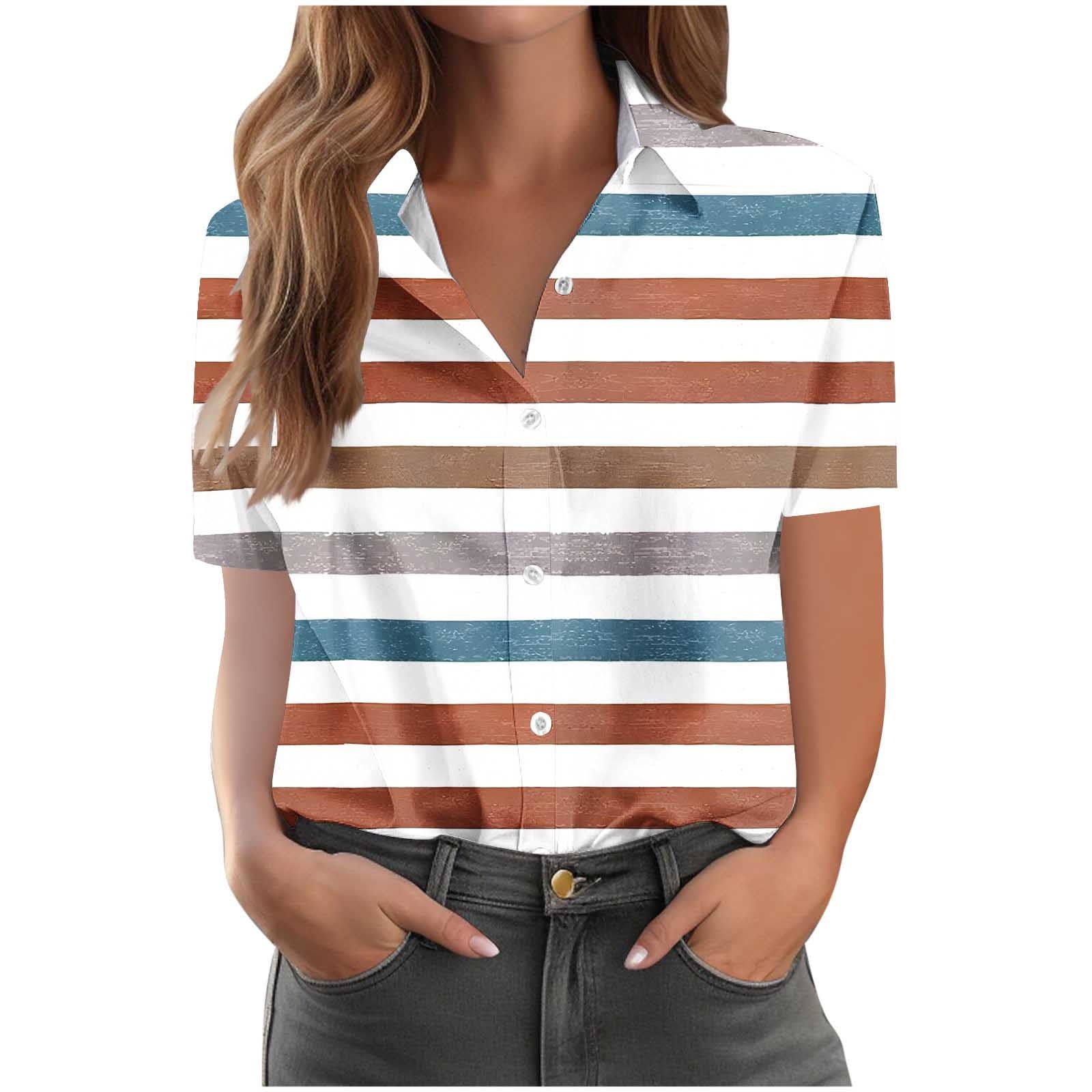 Button Down Shirts for Women Dressy Casual Short Sleeve Blouses Trendy ...