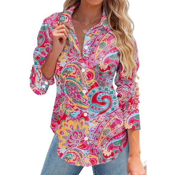 Button Down Shirts for Women Long Sleeve Wrinkle Free Dress Shirts ...