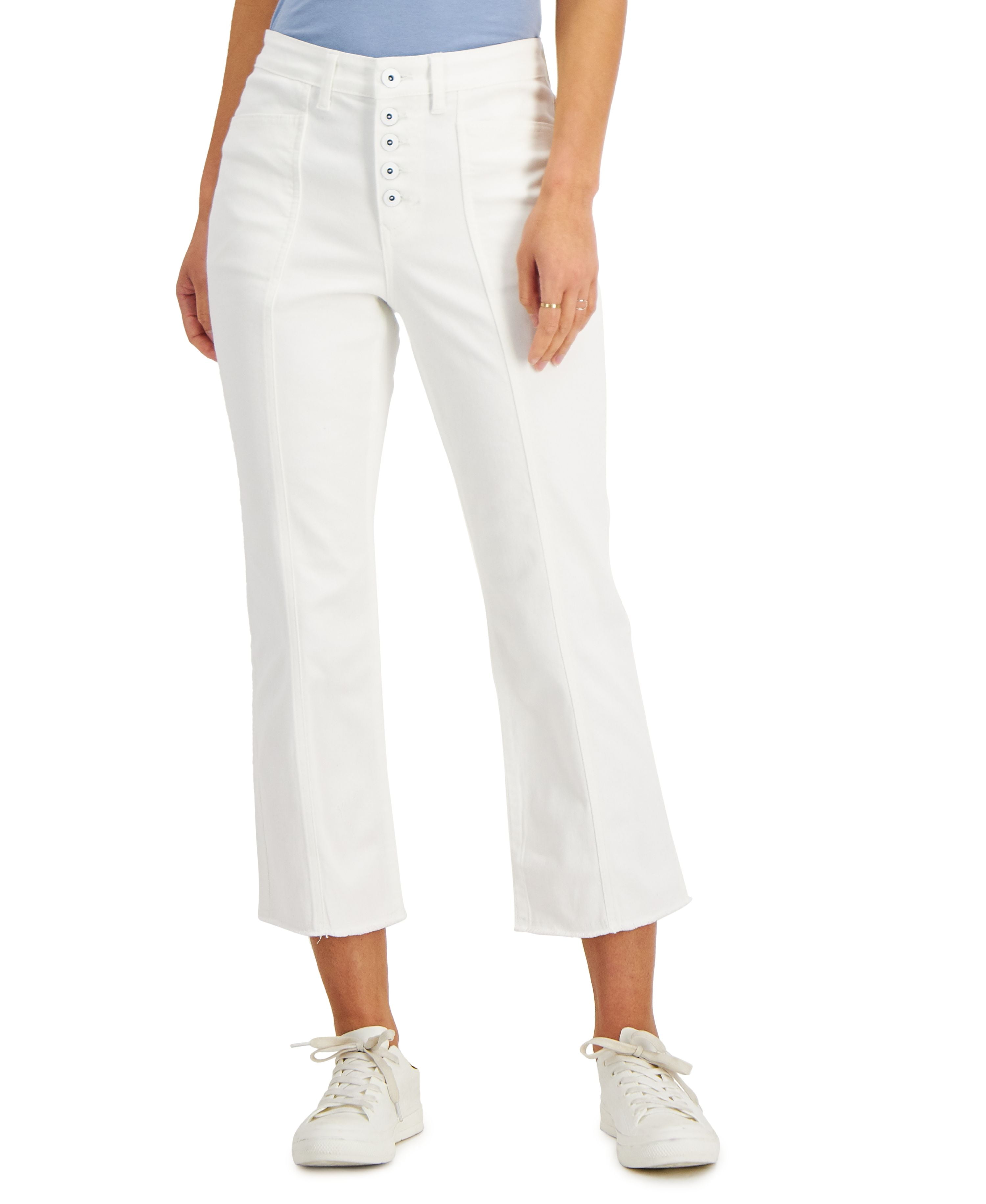 Button-Fly Cropped Jeans Bright White 16 - Walmart.com
