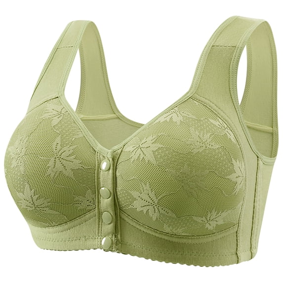 Button Front Closure Bra Solid Color Curvy Fit Bras for Women Full ...