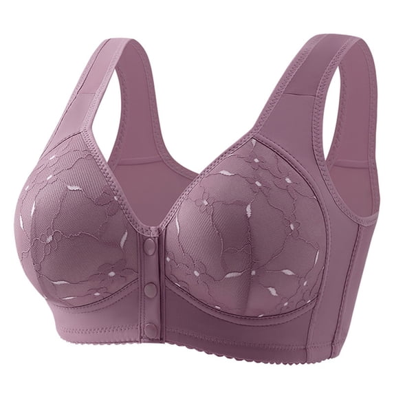 Button Front Closure Bra Solid Shade Full Figure Bras for Women Full ...