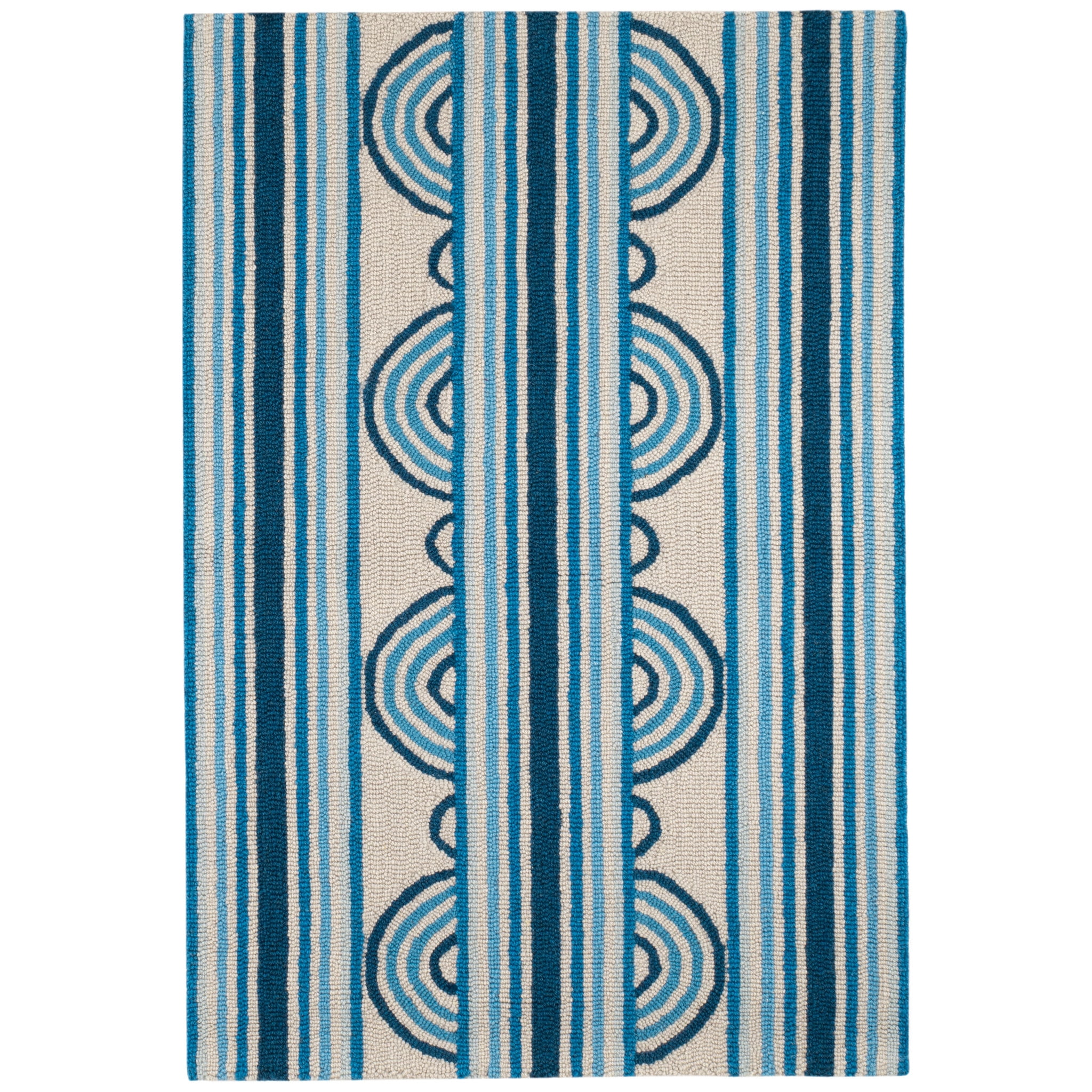 Dash & Albert Button Hand Micro Hooked Wool Rug, 2' x 3', Blue ...