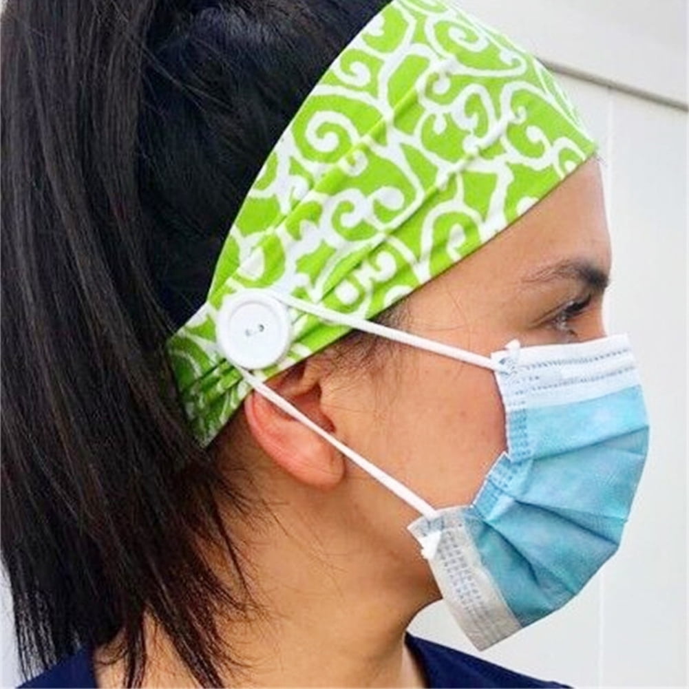 Button Headband Yoga Running Sports Workout Turban Hair Band Mask ...
