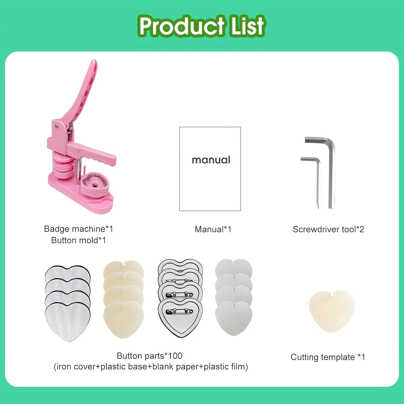 Button Maker Machine, DIY Pin Badge Button Maker Press Machine Badge ...