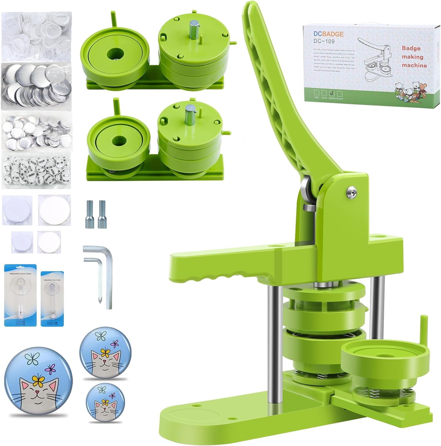 Button Maker Machine Multiple Sizes 200 count,Pin Maker Machine 2.25+3 ...