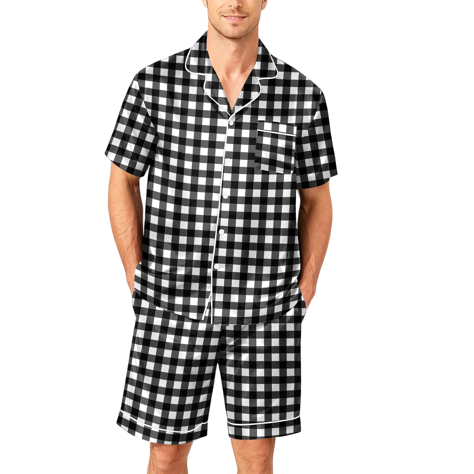 Button Up Pajamas Men's Pajama Sets Mens Short Pajamas Set Men Pj Pjs ...