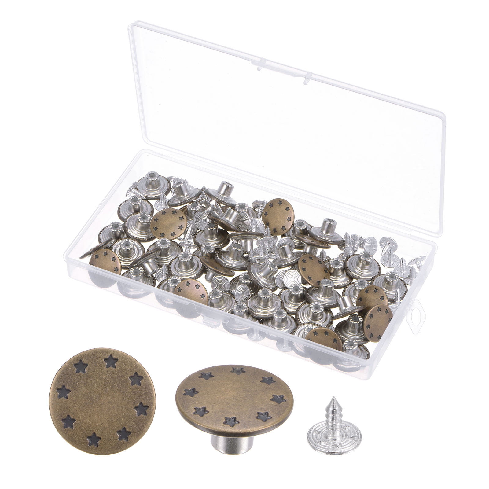 Button Pins for Jeans Adjustable 17mm Hemming Pattern, Bronze, 50 Sets ...