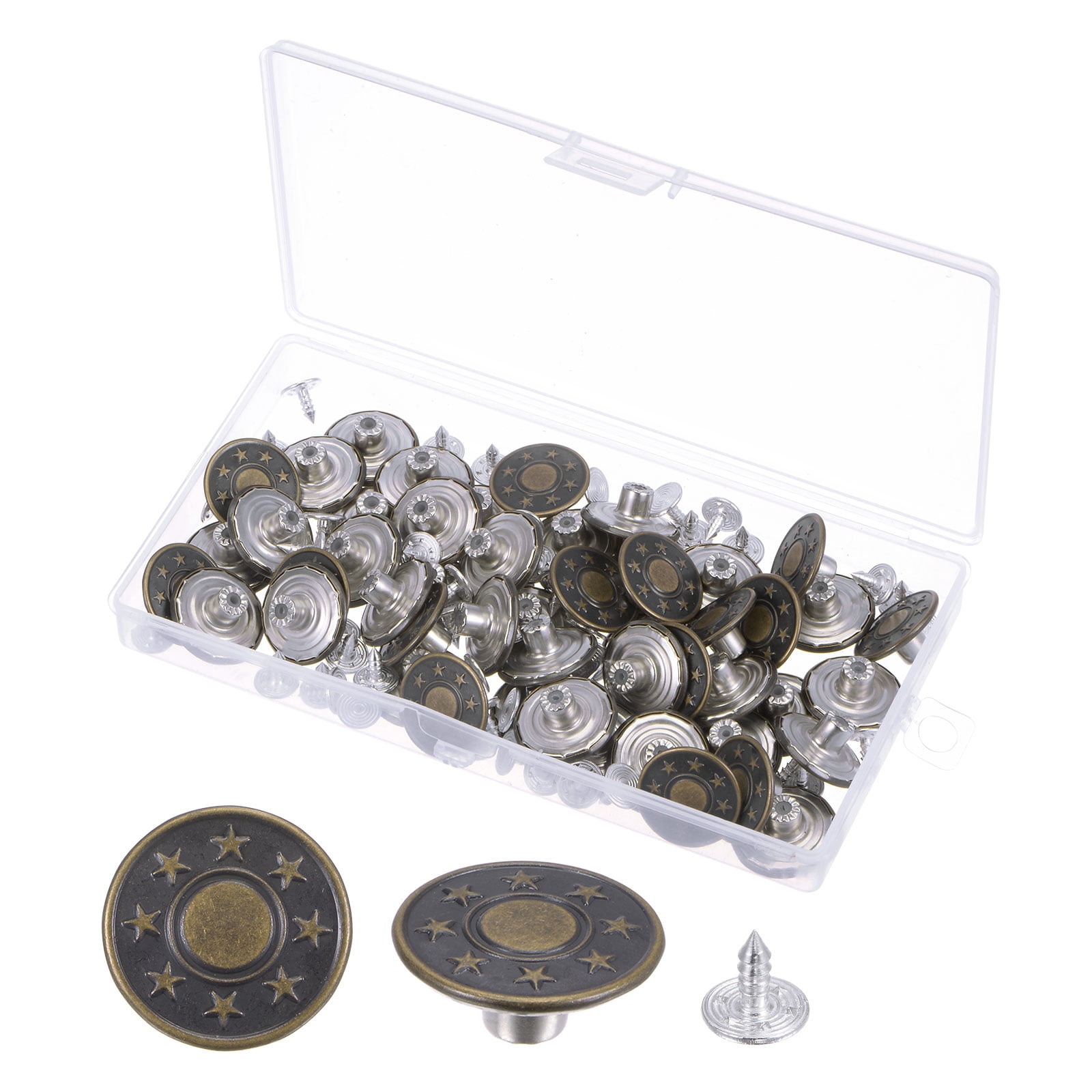 Button Pins for Jeans Adjustable 20mm Embossed Pattern, Bronze, 50 Sets ...