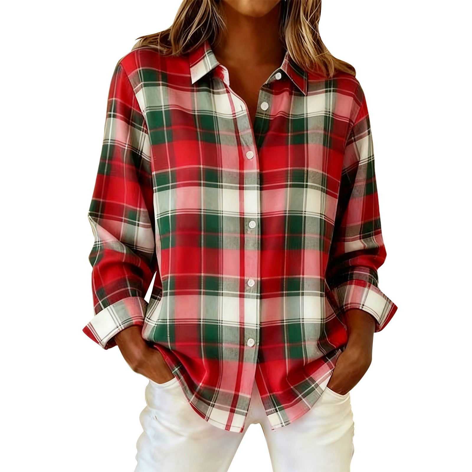 Button Down Plaid ShirtsPlaid Button Up Women Plaid Blouses For Women ...