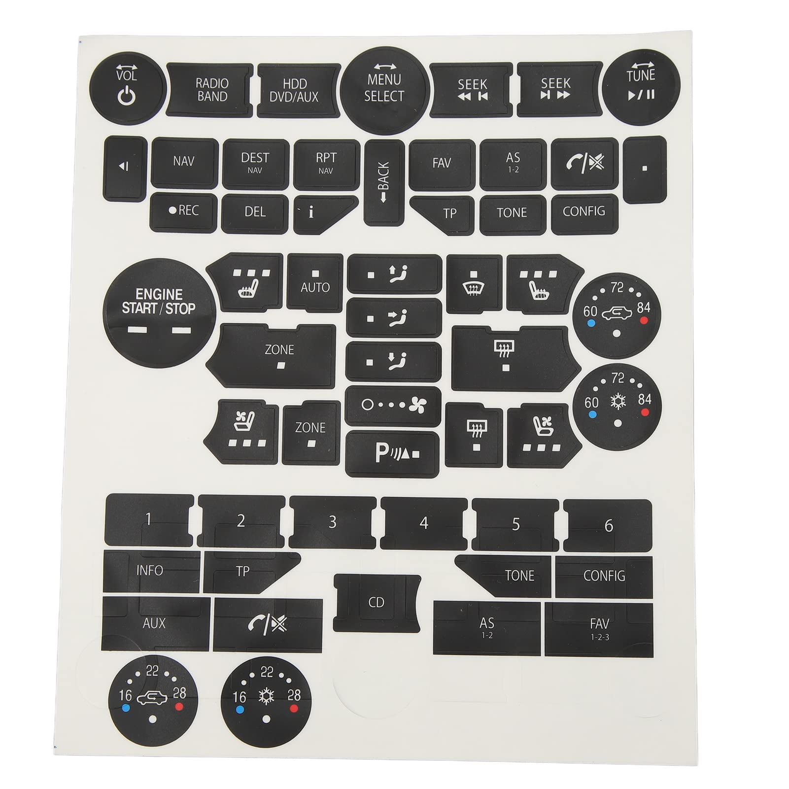 Button Repair Decal Set , Radio Button Sticker Easy to Use for Car C33 ...