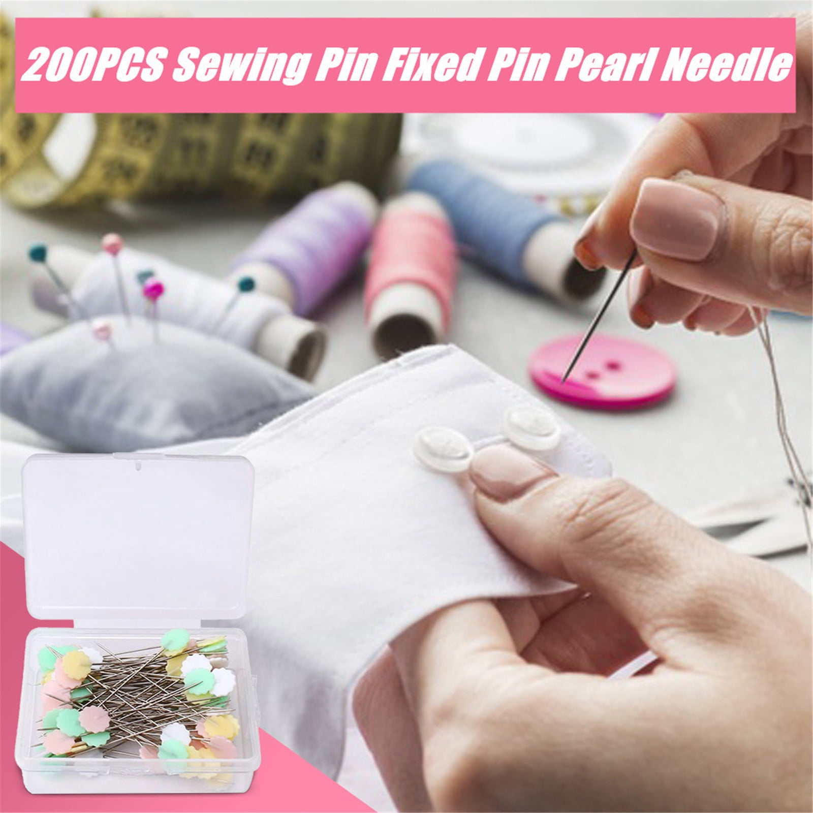 Button Sewing Tool with 100Pcs Colorful Flat Cravat Pins for Manual Diy ...