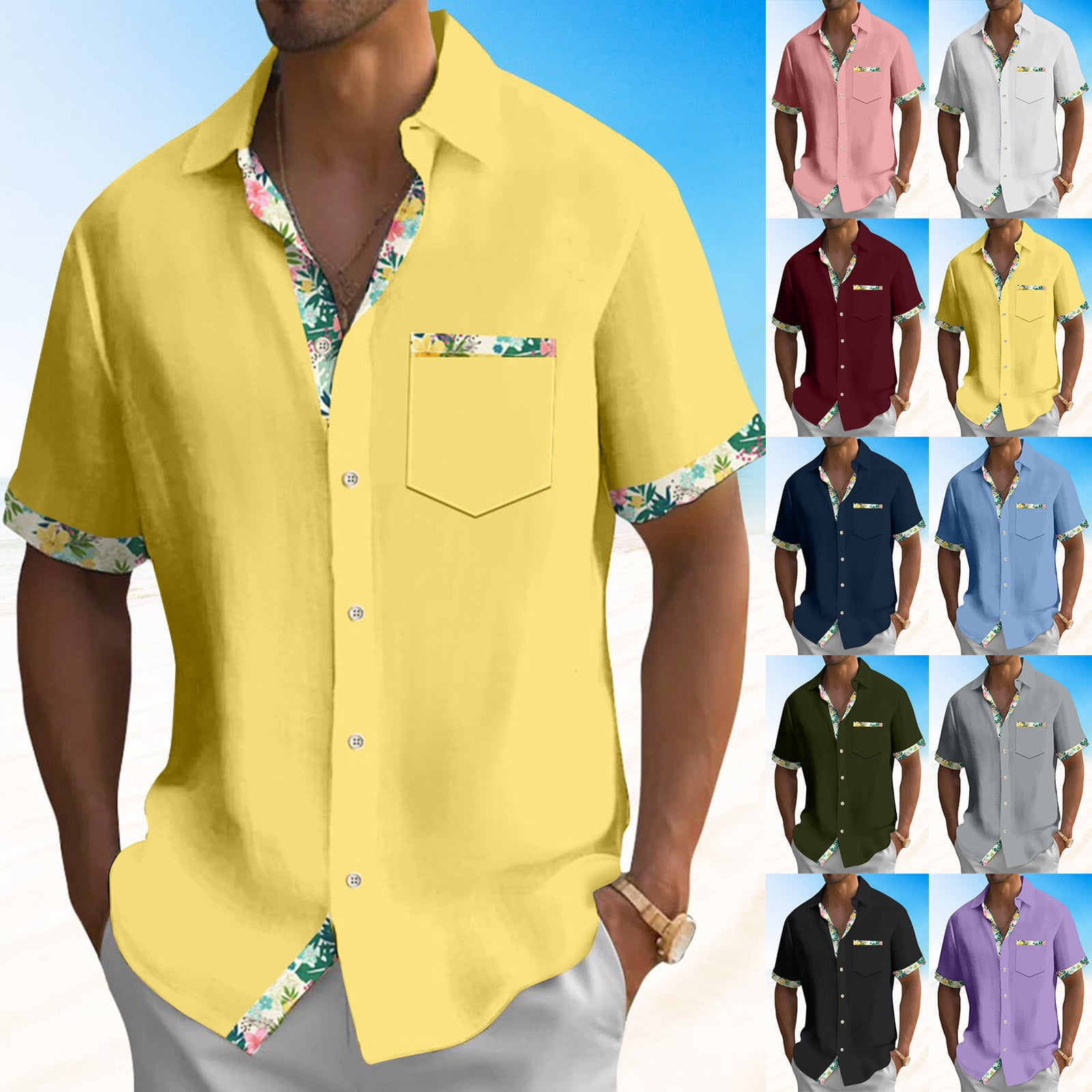 Button Up Shirt Men, Mens Vacation Shirts, Men's Shirts Short Sleeve ...